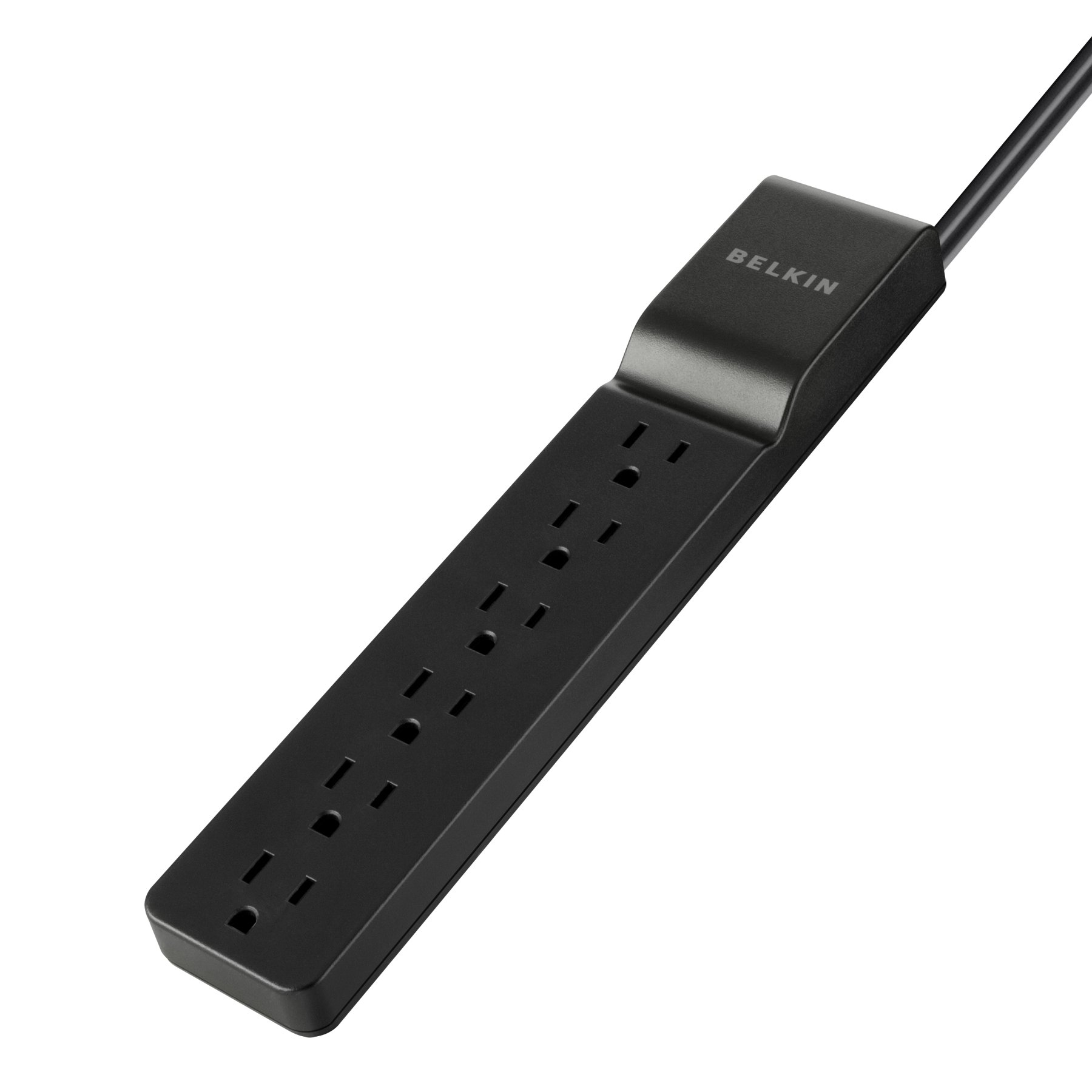 Belkin 12-Outlet Power Strip Surge Protector, Flat Plug, 10ft Cord (4156 Joules), Gray & 6-Outlet Power Strip Surge Protector, Flat Rotating Plug, 6ft Cord (600 Joules)