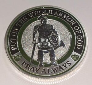 pray always armor of god religious challenge art coin