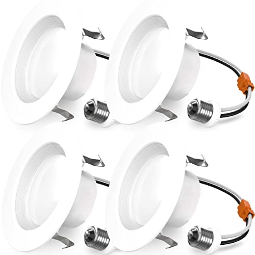 Sunco 4 Pack Retrofit LED Recessed Lighting 4 Inch, 3000K Warm White, Dimmable Can Lights, Baffle Trim, 11W=60W, 660LM, Damp Rated - ETL