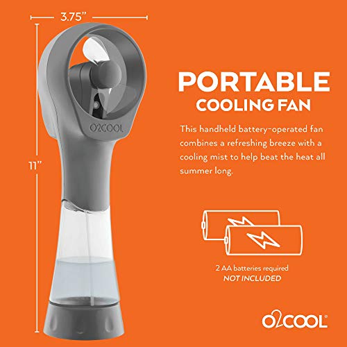 O2COOL Elite Battery Powered Handheld Water Misting Fans (Grey)