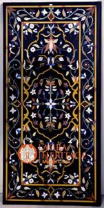 black 55"x26" center marble dining table top pietra dura inlay design hallway living furnture