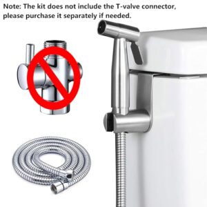 Handheld Bidet Sprayer Kit, Frap Stainless Steel Brushed Nickel Sprayer Toilet Bathroom Shower Head with 59-inch Hose and Wall Bracket Holder 3 Set(Note: linker not T valve Included)