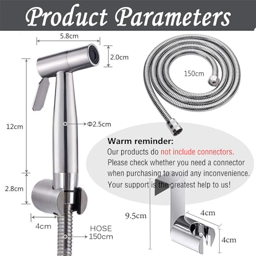 Handheld Bidet Sprayer Kit, Frap Stainless Steel Brushed Nickel Sprayer Toilet Bathroom Shower Head with 59-inch Hose and Wall Bracket Holder 3 Set(Note: linker not T valve Included)