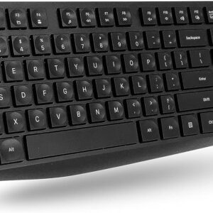 Macally Wireless Keyboard - 2.4G Ergonomic Full-Size Computer Keyboard Wireless with Numeric Keypad and 13 Shortcut Keys - External Keyboard for Laptop, Windows Desktop PC, or Chromebook with USB Port