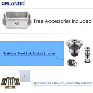 ORLANDO KSU302B 27- inch Stainless Steel Undermount Single Bowl Kitchen Sink 18 Gauge 9 inch Deep