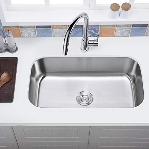 ORLANDO KSU302B 27- inch Stainless Steel Undermount Single Bowl Kitchen Sink 18 Gauge 9 inch Deep