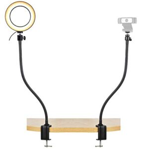 webcam streaming light, webcam stand with 6'' ring light, usb webcam light mount kit for logitech webcam c920s c920 c930e c922x c930 c922 c925e c615 brio - dual 25 inch arm stand