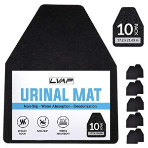 lvap urinal mats (10 pack) - mens urinal best uniral mat.non-slip deodorization black floor water absorption urine mats for men's restrooms & bathrooms