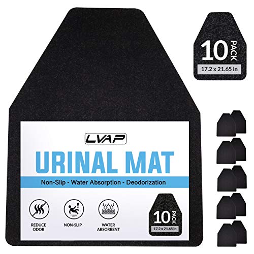 LVAP Urinal Mats (10 Pack) - Mens Urinal Best Uniral Mat.Non-Slip Deodorization Black Floor Water Absorption Urine Mats for Men's Restrooms & Bathrooms