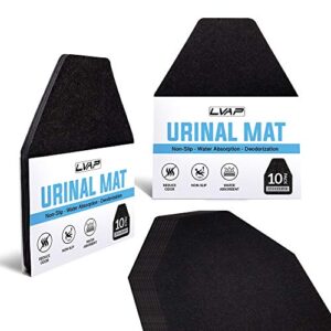 LVAP Urinal Mats (10 Pack) - Mens Urinal Best Uniral Mat.Non-Slip Deodorization Black Floor Water Absorption Urine Mats for Men's Restrooms & Bathrooms