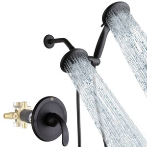 pop sanitaryware black dual-function shower faucet set with valve bathroom high pressure 35 setting dual 2 in 1 shower system with handheld showerhead 3-way water diverter shower trim kit