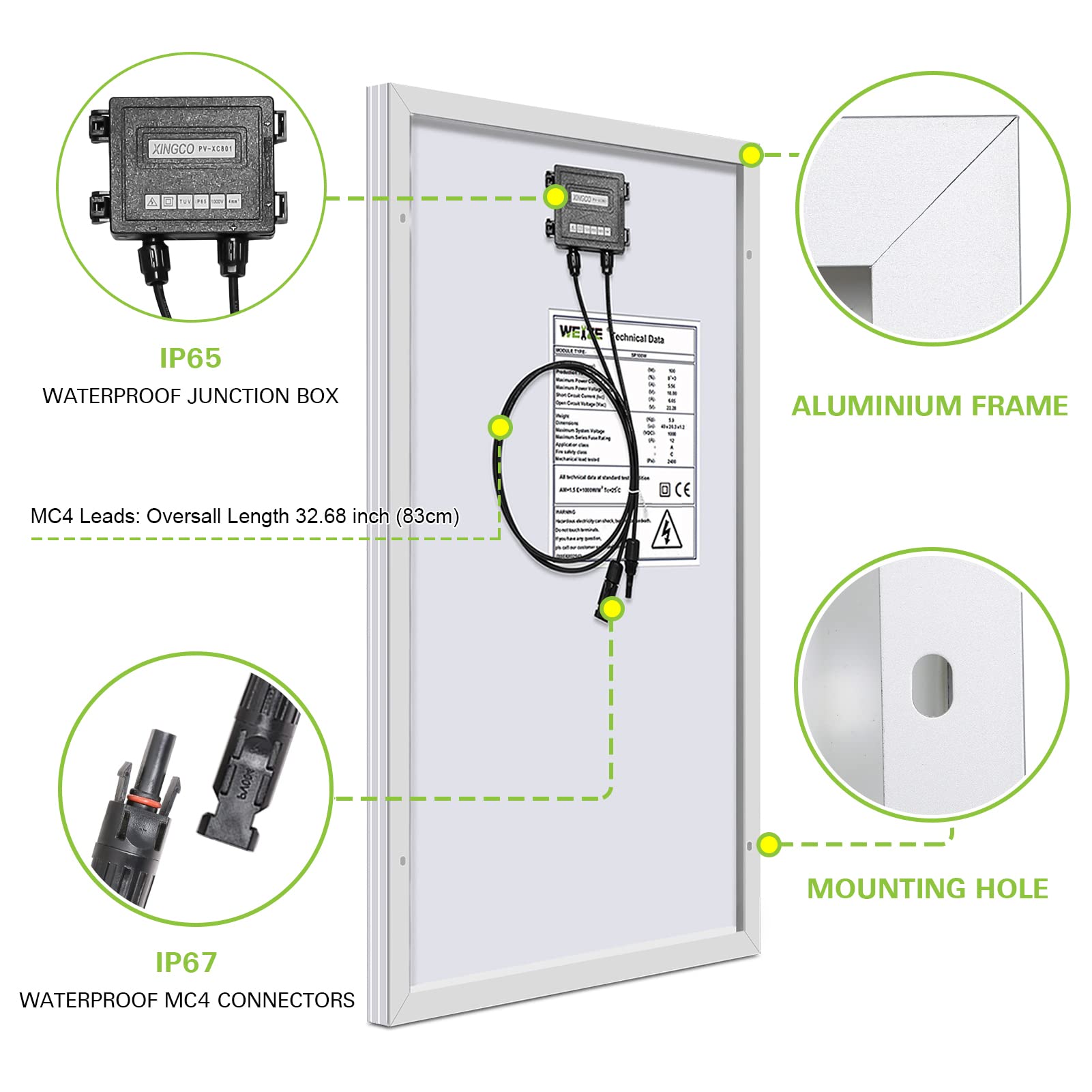 Weize 200W 12 Volt Solar Panel Starter Kit with 30A PWM Charge Controller, High Efficiency Monocrystalline PV Module for Home, Camping, Boat, Caravan, RV and Other Off Grid Applications