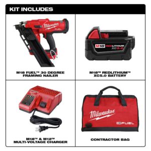 Milwaukee 2745-21 M18 FUEL 30-Degree Cordless Framing Nailer Kit (5 Ah)