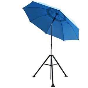 Black Stallion UB250 Core Flame-Resistant Industrial Umbrella, Blue & Tripod Stand Set