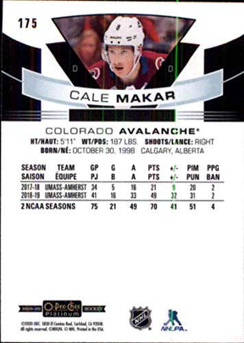 2019-20 O-Pee-Chee Platinum #175 Cale Makar RC Rookie Colorado Avalanche NHL Hockey Trading Card