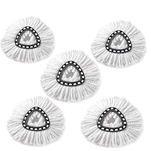 HOMEE Spin Mop Replacement Heads Compatible with Spin Mop, 5 Pack Mop Head Replacement Microfiber Mop Refills Easy Cleaning Mop Head Replacement