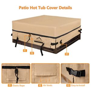 Himal Square Hot Tub Cover - Heavy Duty 600D Polyester Waterproof,UV Protection SPA Cover for Hot Tub(85 x 85 inch,Beige)