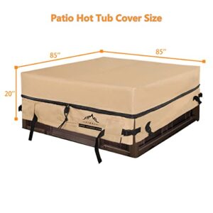 Himal Square Hot Tub Cover - Heavy Duty 600D Polyester Waterproof,UV Protection SPA Cover for Hot Tub(85 x 85 inch,Beige)