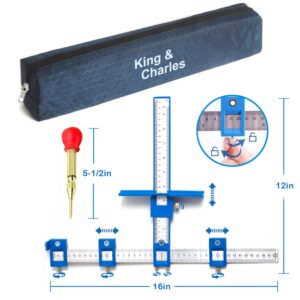 King&Charles Cabinet Hardware Jig, Cabinet Handle Jig with Automatic Center Punch, Cabinet Jig for Handles and Pulls on Drawers/Cabinets, Cabinet Hardware Template Tool Perfect Set.