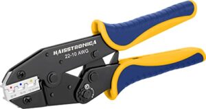 haisstronica crimping tool for heat shrink connectors-awg 22-10 ratchet wire terminal crimper-ratcheting crimper tools-available for insulated nylon connectors and electrical wire connectors hs-8327