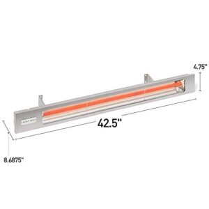 Infratech SL-2424 SS Slimline 42.5" Single Element Fixture 2400 Watt, 240 Volt, Silver Finish