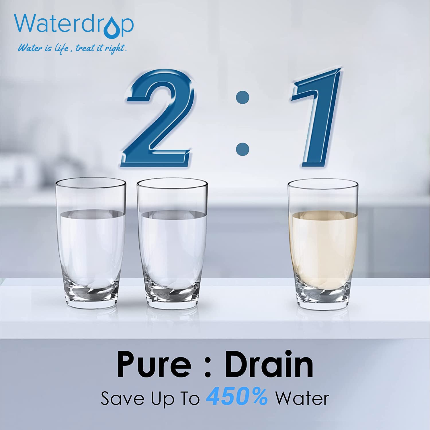 Waterdrop D6 Reverse Osmosis Water Filter, 𝟲𝟬𝟬 𝗚𝗣𝗗 Under Sink Reverse Osmosis System, Reduce PFAS, 2:1 Pure to Drain, Tankless RO Water Filter System, Smart LED Faucet, Easy Installation