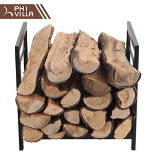 PHI VILLA 17 Inches Small Firewood Log Rack Holding Storage Brackets for Indoor/Outdoor Wood Burning Stove Accessories Square Shape