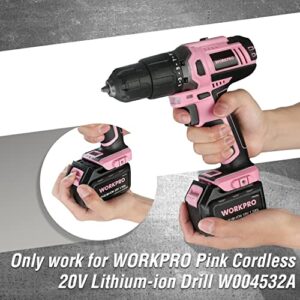 WORKPRO Replacement Charger Cord for WORKPRO Pink Cordless 20V Lithium-ion Drill Driver (W004532A)