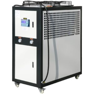 vevor water chiller 6ton capacity, industrial chiller 6hp, air-cooled water chiller, finned condenser, w/micro-computer control, stainless steel water tank chiller machine for cooling water