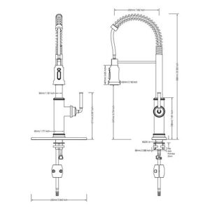 RKF Commercial Kitchen Faucet with Pull Down Spray Head,Single Lever Handle Pull Down Sprayer Kitchen Faucet with Deck Plate and Soap Dispenser,Brushed Nickel,PD05T-32/BN