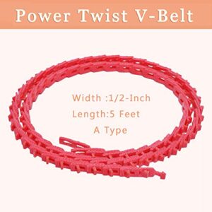 5FT Power Twist V Belt 1/2-Inch x 5 Feet A Type, Adjustable Link Belt Perfect for Lathes, Table Saws and Other Woodworking Tools (Red)