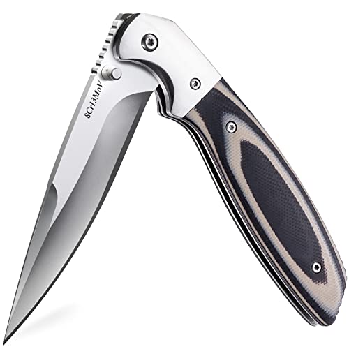 Grand Way Pocket Knife - Tactical Survival Folding Knives with Pocket Clip for Men Women - Best EDC Work Camping Hiking Hunting Knives - Sharp Blade Tool - Birthday Christmas Gifts for Men 04003