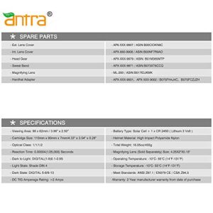 Antra True Color Top Optical 1/1/1/1 Wide Shade 3/5-14 Large Viewing 9.65 SQI Digital Solar Power Auto Darkening Welding Helmet DP6-12 Quick Grind Button TIG MIG/MAG MMA Plasma 6+1 Extra Lens Covers