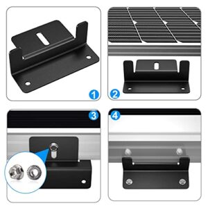 Solar Panel Mounting Bracket Aluminum Solar Panel Z Brackets Roof Solar Panel Bracket for RV, Boat, Wall, Caravans, Yacht and Other Off Gird Installation, Set of 4 Units, Black