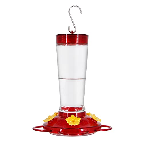 Joliyoou Hummingbird Feeder, 10 Onces Fluid Flower Bird Feeder for Outdoors (Red and Yellow Flower)