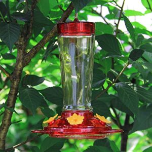 Joliyoou Hummingbird Feeder, 10 Onces Fluid Flower Bird Feeder for Outdoors (Red and Yellow Flower)