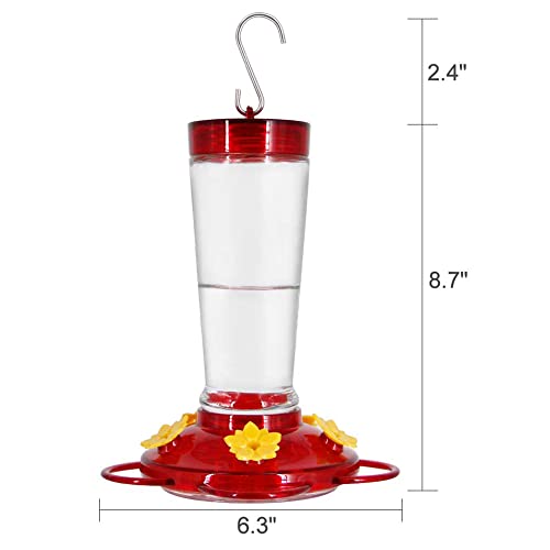 Joliyoou Hummingbird Feeder, 10 Onces Fluid Flower Bird Feeder for Outdoors (Red and Yellow Flower)