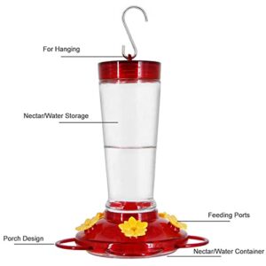 Joliyoou Hummingbird Feeder, 10 Onces Fluid Flower Bird Feeder for Outdoors (Red and Yellow Flower)