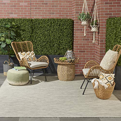 Nourison Positano Indoor-Outdoor Light Grey 8' x 10' Area Rug, Easy Cleaning, Non Shedding, Bed Room, Living Room, Dining Room, Backyard, Deck, Patio (8x10)