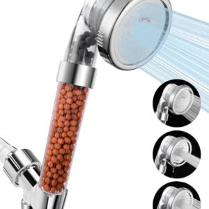 Luxsego Handheld Shower Head with 3 Modes - Removes Chlorine & Fluoride with Mineral Beads for Dry Hair & Skin