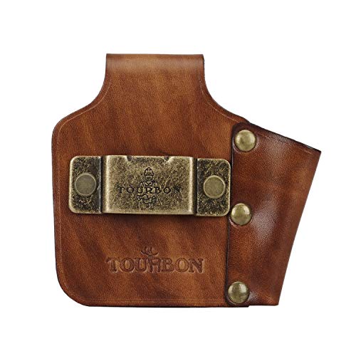 TOURBON Leather Tape Measure Holster Belt Tool Loop - Vintage Brown