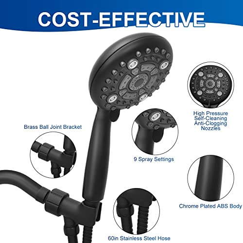 Luxsego Filtered Shower Head with Handheld Spray for Skin and Hair Care, High Pressure Shower Heads with Filters for Hard Water, Hydro Jet Showerhead Set Includes Hose, Bracket and Mineral Beads