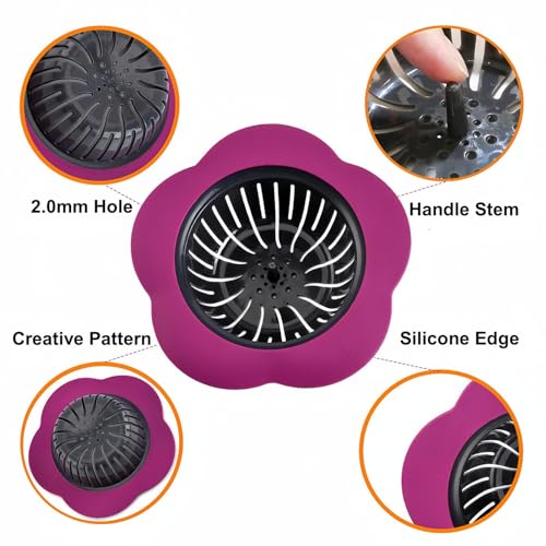 JIANYI Kitchen Sink Strainer, 4PCS Silicone Sink Strainer, Large Wide Rim 4.5" Diameter Sink Drain Strainer for Kitchen Sink - Multicolor