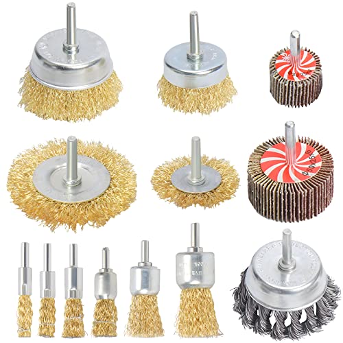 YaeCCC 13 Pcs Wire Brush Wheel Cup Brush Set Wire Brush for Drill 1/4 Inch Shank for Drill Rust Removal Steel Wire Wheel for Drill Attachment