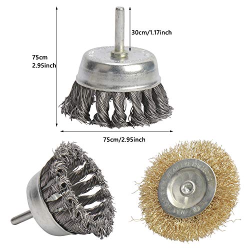 YaeCCC 13 Pcs Wire Brush Wheel Cup Brush Set Wire Brush for Drill 1/4 Inch Shank for Drill Rust Removal Steel Wire Wheel for Drill Attachment