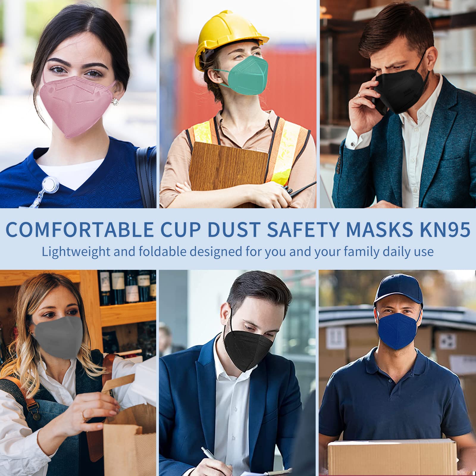 Face Mask Kn95 Masks for Protection 50 Pcs K95 Face Masks kn95 Cup Dust Safety Masks 5-Ply Breathable Comfortable Facemask for Outdoor