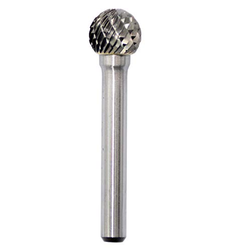 SD-5 Tungsten Carbide Burr Rotary File Ball Shape Double Cut with 1/4''Shank for Die Grinder Drill Bit