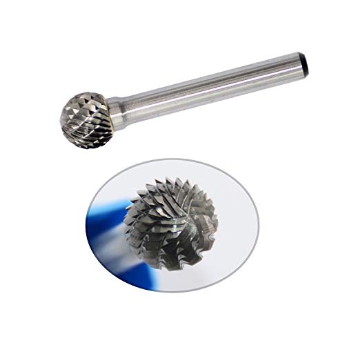 SD-5 Tungsten Carbide Burr Rotary File Ball Shape Double Cut with 1/4''Shank for Die Grinder Drill Bit