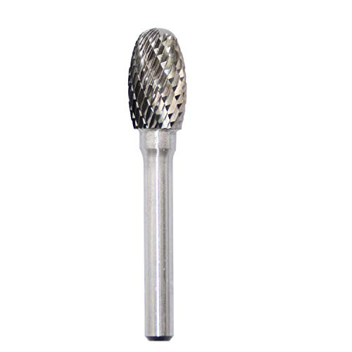 SE-5 Tungsten Carbide Burr Rotary File Oval Egg Shape Double Cut with 1/4''Shank for Die Grinder Drill Bit