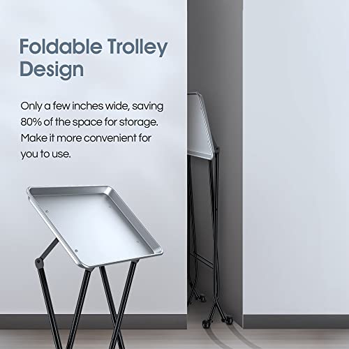 Aluminum Foldaway Folding Service Tray on Wheels